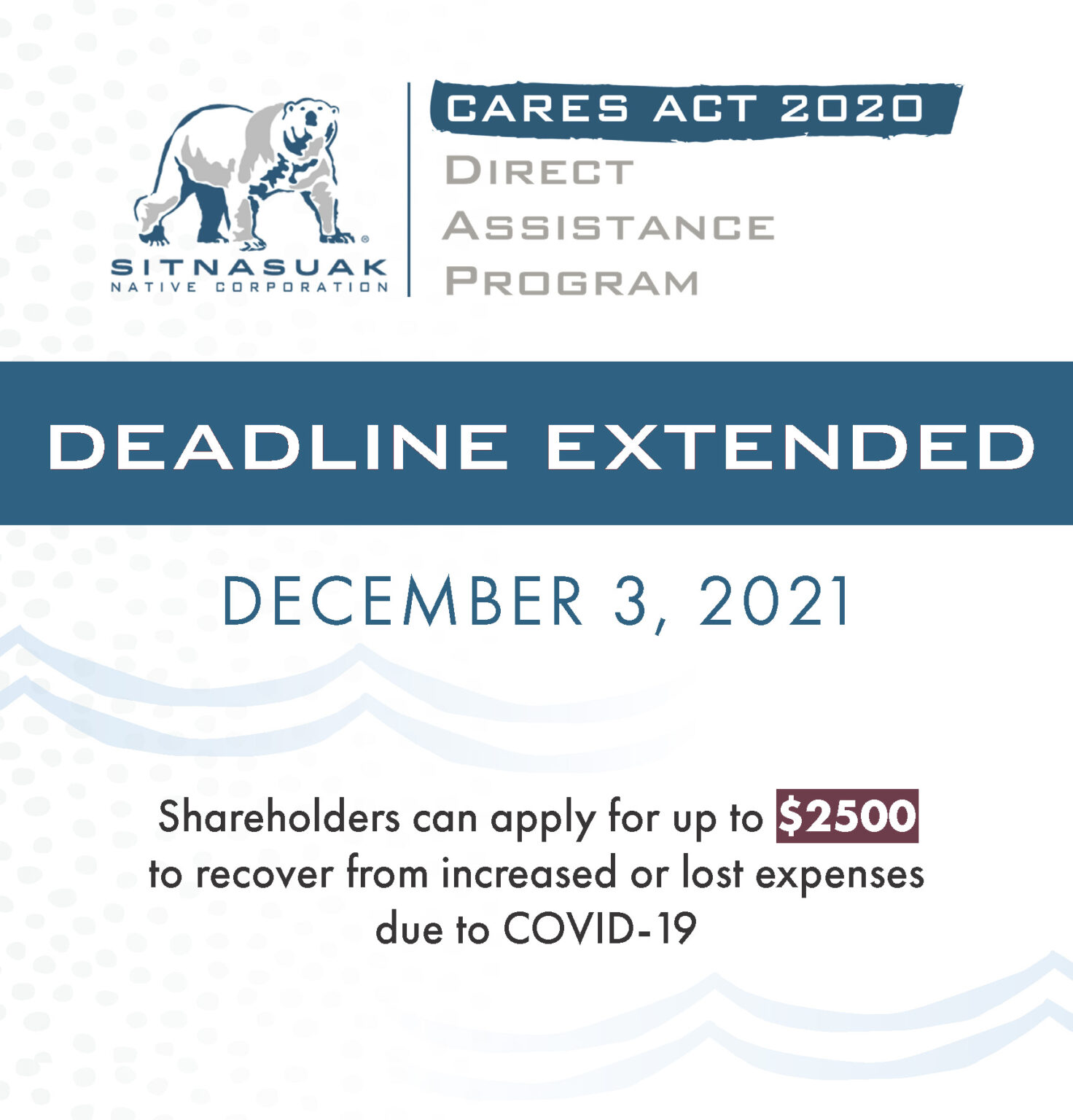 SNC CARES Act Direct Assistance Program Deadline Extension