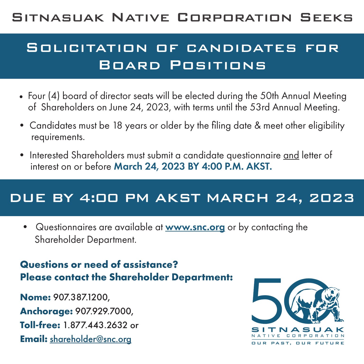 Sitnasuak Native Corporation Seeks Solicitation of Candidates for Board ...